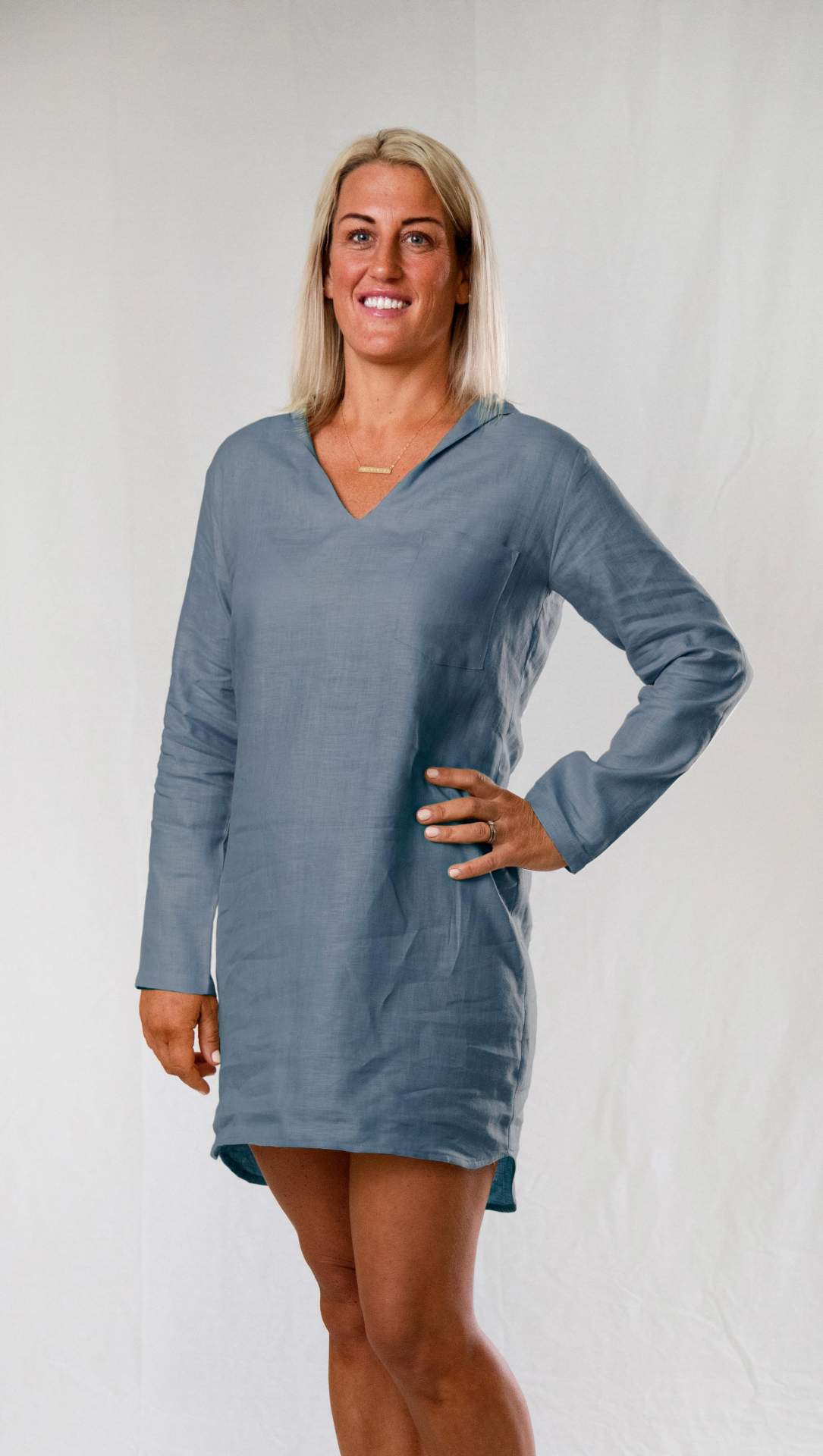 Hooded Dress in Steel